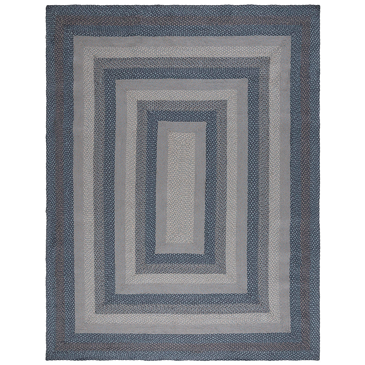 SAFAVIEH Braided Collection Area Rug - 8' x 10', Grey & Blue, Handmade Country Cottage Reversible Cotton, Ideal for High Traffic Areas in Living Room, Bedroom (BRD652B)