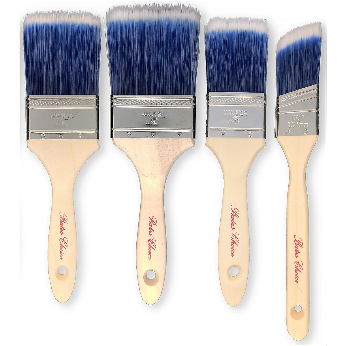 Bates Paint Brushes - 4 Pack, Wood Handle, Paint Brush, Paint Brushes Set, Professional Wall Brush Set, House Paint Brush, Trim Paint Brush, Sash Paint Brush
