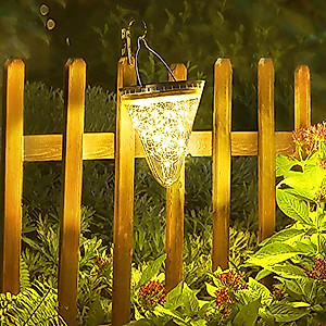 CHISROSLIN Hanging Solar Outdoor Lights Garden Decor Lighting Waterproof, Outside Decorative Solar Powered Light for Fence Patio Yard Lawn Garden Trees