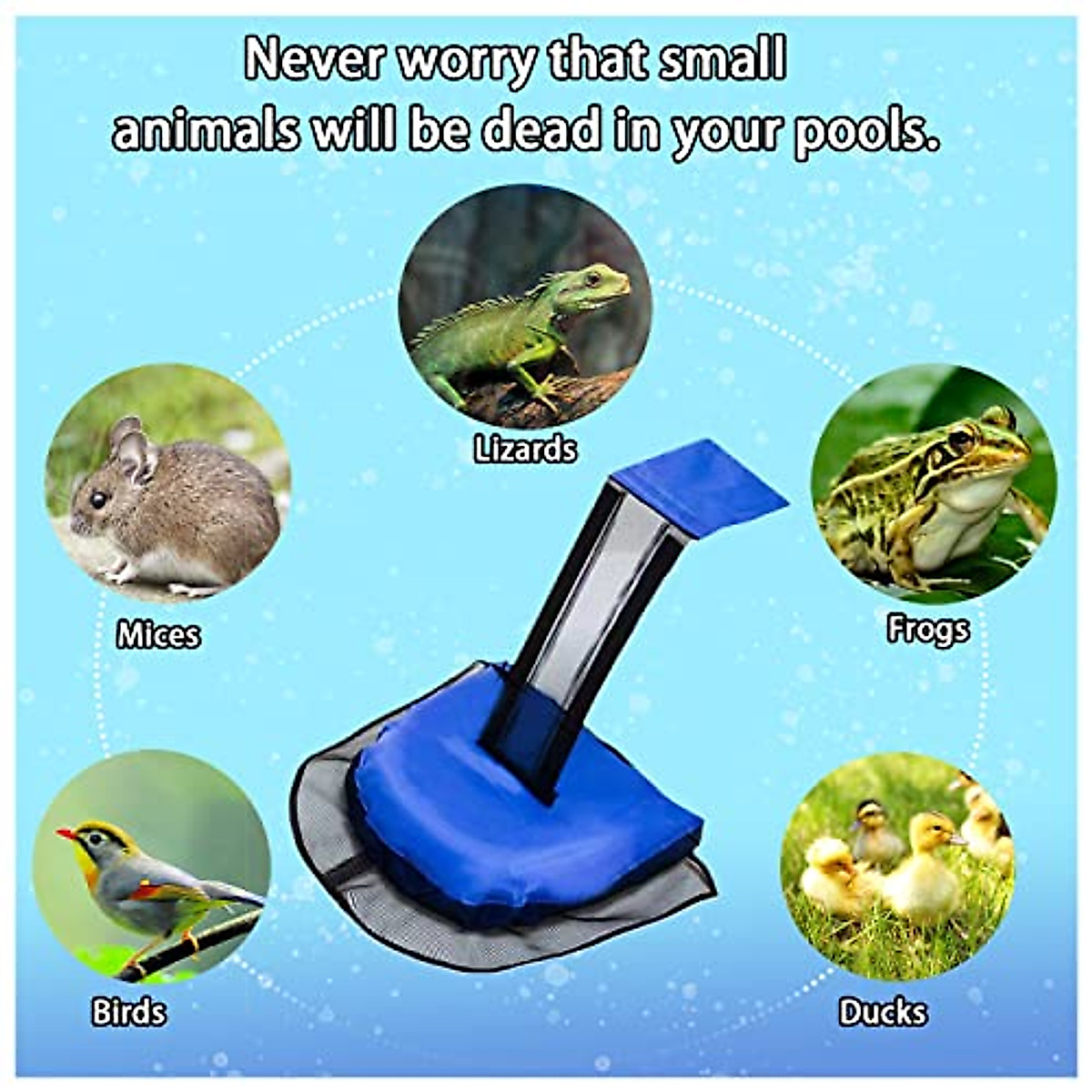 DIY RESIN 2 Pack Animal Saving Escape Ramp Critters for Pools and Spas, Frog Saver Swimming Pool, Floating Rescues Tool Outdoor Toads Critters, Reduces Pool Maintenance Needs (Blue), (D-12)