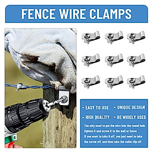 30 Pcs Wire Fence Clamps Agricultural Fencing Mounting Clips with 30 Pcs Stainless Steel Screws Wire Clips Cord Clamp for Mount 12-16 Gauge Welded Wire to Vinyl,Wood or Metal Fence(30)