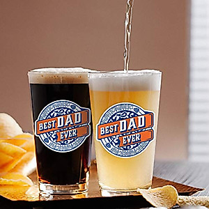 Humor Us Goods Best Dad Ever - 16 oz Beer Glass - Gifts for Dad from Daughter, Son, Kids - Birthday Gifts for Dad for Father's Day - Bday Present Idea for Father, Men, Him
