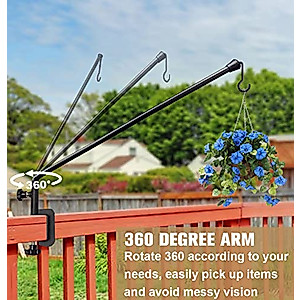 Tuohours 38 Inch Extended Reach Deck Hook Hanger for Railing, Heavy Duty Outdoor Plant Hook Holder for Hanging Bird Feeder Flower Basket Planter or Lanterns, 2 Packs