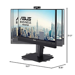 ASUS 23.8” 1080P Video Conferencing Monitor (BE24ECSNK) - Full HD, IPS, Built-in Adjustable 2MP Webcam, AI Noise-canceling Mic, Eye Care, USB-C Docking, RJ45, Height Adjustable, HDMI, Zoom Certified