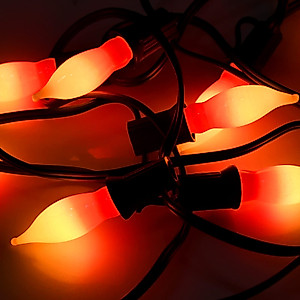 Pallerina Christmas Flame Shape Light Bulbs, Red Yellow Christmas Light Bulbs for Window Candles, Electric Menorah, Night Light Bulbs 7 Watt, 120 Volt E12 Candelabra Bases Flame Light Bulbs- 12 Pack