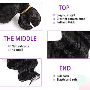 Ameli Ocean Wave Crochet Hair Natural Black Deep Wave Crochet Hair for Black Women Synthetic Curl Braiding Hair Extensions 8 Packs (14 Inch, 1B)