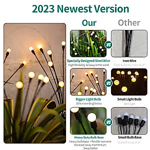 DURPAR Solar Garden Lights, New Upgraded Solar Firefly Lights Outdoor Waterproof, Solar Outdoor Lights, Solar Garden Decorative Lights Yard Patio Pathway Decoration, Warm White (4 Pack)