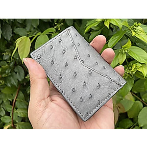 Doubleside Grey Body Ostrich leather skin Credit Cardholder, leather credit cardcase, leather creditcard cover