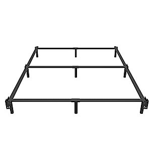 EMODA 7 Inch King Bed Frame Base for Box Spring and Mattress, 9 Legs Heavy Duty Metal Bedframe Tool-Free and Easy Assembly, Black