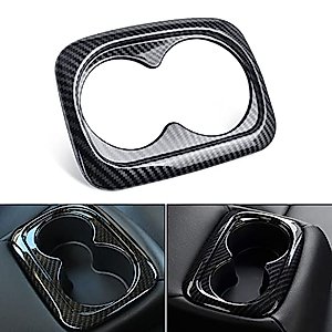 Xotic Tech Inner Rear Seat Water Cup Holder Panel Frame Cover Trim, Carbon Fiber Pattern, Compatible with Honda Civic 10th 11th Gen 2016-2022