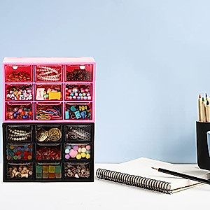 4 Pack Desktop Storage Organizer with 9 Drawers Craft Organizer with Mini Drawers Plastic Organizers and Storage Drawers for Craft Jewelry Cosmetics Art Sewing Supplies Storage