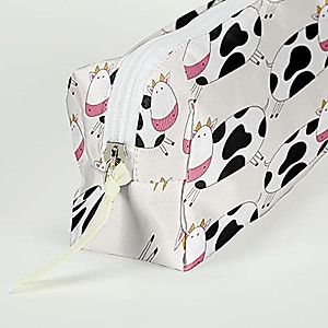 Bag Pen Case Pouch Box Organizer for Teen Girls Boys School Students Men Women Waterproof Zipper Pouch for Office Makeup, Cow Print Cow Stuff for Cow Lovers