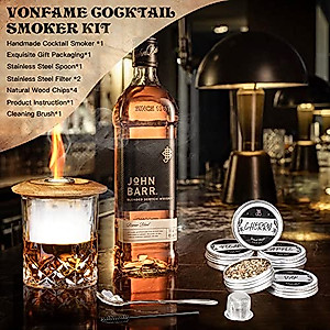 Cocktail Whiskey Drink Smoker Kit – 4 Flavors Wood Chips, Old Fashioned Chimney Drink Smoker Set for Infuse Bourbon, Cocktails, Whiskey, Wine, Meat, Cheese, Ideal Gifts for Men, Husband, Dad, Christmas