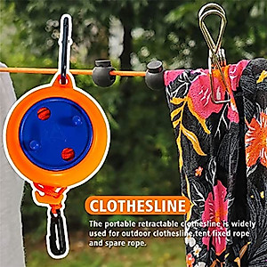 TJLSS Retractable Clothesline Balcony Portable Adjustable Length Travel Drying Rack Hanging Outdoor Single Rope (Color : Orange, Size : One Size)