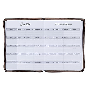 Christian Art Gifts 2024 18 Month Women's Large Vegan Leather Personal Planner Organizer w/Zipper Closure: Trust in the Lord Bible Verse for Daily, Weekly, Monthly Planning, Agenda, Work, Brown Floral