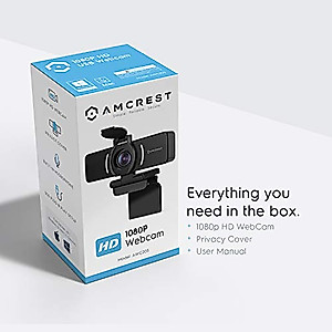 Amcrest 1080P Webcam with Microphone & Privacy Cover, Web Cam USB Camera, Computer HD Streaming Webcam for PC Desktop & Laptop w/Mic, Wide Angle Lens & Large Sensor for Superior Low Light (AWC205)