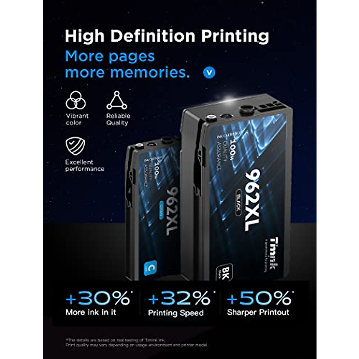 【4-Pack Larger Capacity】 962XL Compatible Ink Cartridge Replacement for HP 962 962XL Ink Cartridges Combo Pack for Work with HP OfficeJet Pro 9015 9025 9010 9018 9020 9012 Printer (BCMY-4 Pack)