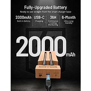 Paris Rhône 263ft Smart Meat Thermometer, Wireless Meat Thermometer, Food Thermometer with Smart Alert, IP67 Waterproof, Dishwasher Safe for The Grill, Kitchen, Garden, Rotisserie (Bamboo/2 Probes)