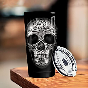 winorax Skull Tumbler 20oz Stainless Steel Travel Cup Coffee Mug Inspirational Skull Gifts for Men Women Skulls Lover Birthday Halloween Birthday Presents