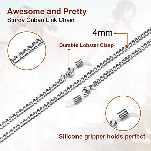 Glasses Chain for Men 28" Stainless Cuban Chain Eye Glasses Chains for Women
