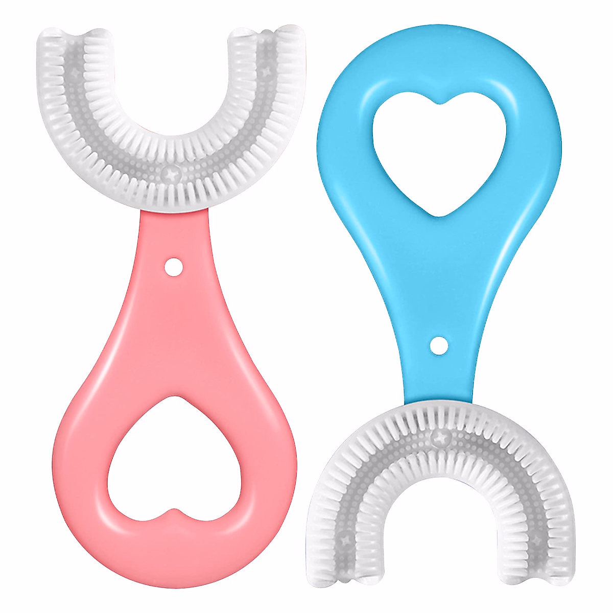 Mespirit 2Pcs Kids U-Shaped Toothbrush,Food Grade Soft Silicone Brush Head, 360° Oral Teeth Cleaning Design,Suitable for Children aged2-6