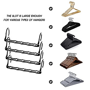 HOUSE DAY Black Magic Space Saving Hangers, Premium Smart Hanger Hooks, Sturdy Cascading Hangers with 5 Holes for Heavy Clothes, Closet Organizers and Storage, College Dorm Room Essentials 10 Pack