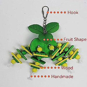 JSLZF Bird Chewing Toy for Cockatiel Conure Wood Block Toy Parrot Cage Toys Hanging Foraging Budgie Bite Toy for Parakeet Small (4PCS Fruit Shape)