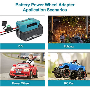 ZLWAWAOL 2 Pack Power Wheel Adapter with Fuse & Switch, Battery Adapter for Makita 18V Lithium Battery,Power Convertor for DlY Ride On Truck,RC Toys,Robotics and Work Lights (Blue)