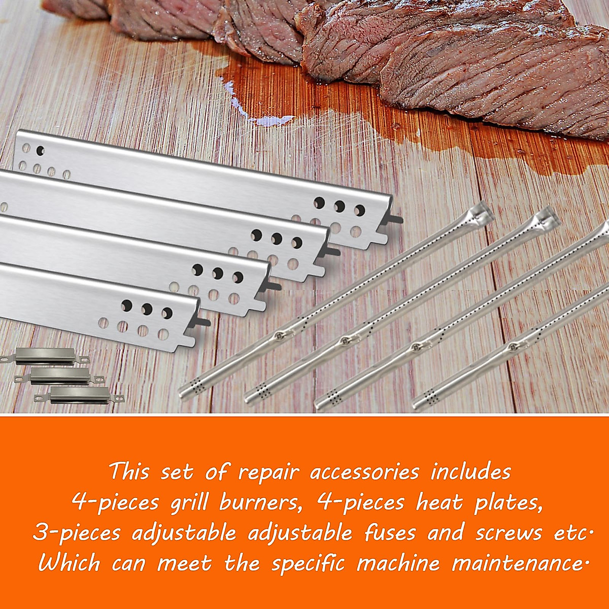 Heat Plates for Charbroil Advantage 4 Burner 466433016 Gas Grill Parts, Fits Char-Broil 2/3/6 Burner 463642015, 463343015, 463642116,463240115, Grill Replacement Kit Parts, Burner, Carryover Tube