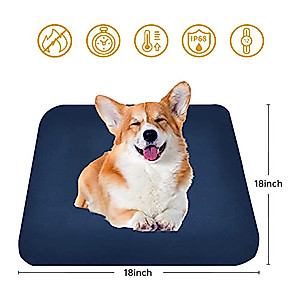 WITSJYA Pet Heating Pad, Upgraded 12 Adjustable Temperature Dog Cat Heating Pad with Timer, Indoor Warming Mat with Chew Resistant Cord (S:18" x 18", Blue)