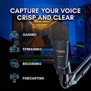 Marantz Pro Complete Podcast Kit - USB Condenser Studio Microphone, Audio Interface, Fully-Adjustable Broadcast Stand and USB Cable - Pod Pack 1