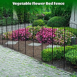 PINPON Decorative Garden Fence 10 Panels 37.5in (H) x 10.4ft (L) Border Animal Barrier, Rustproof Metal Wire Landscape Wire Edge Flower Bed Fencing for Patio Yard Outdoor Decor, Arched