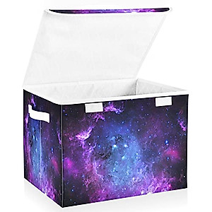 Storage Bins with Lids Foldable Storage Baskets Storage Cubes Collapsible Closet Organizer Containers with Cover Universe Galaxy Nebula Space for Home Office Organizer Closet, Shelves, Toy, Nursery