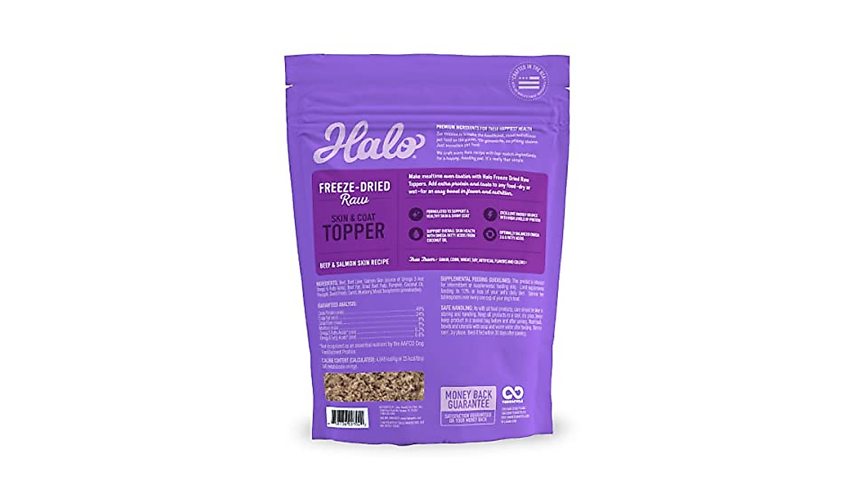 Halo Freeze Dried Raw Skin & Coat Dog Topper - 1lb