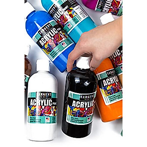 Sargent Art Acrylic Paint, Set of 12 Colors pieces of 16 fl oz bottles, Non-Fading, Rich Vivid Pigments, Brilliant Matte Finish, Fast Dry Formula, Non-Toxic