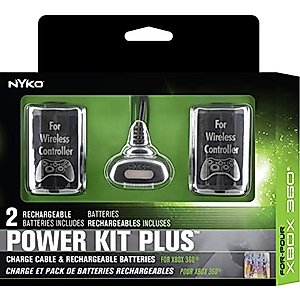 Nyko Power Kit Plus - 2 Pack Rechargeable Battery with Charge Cable for Xbox 360