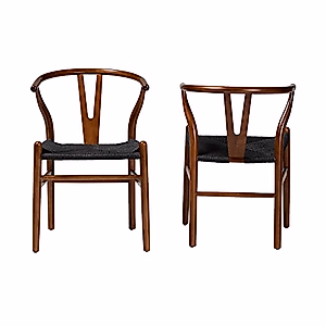 Baxton Studio Paxton Dining Chairs, Black/Walnut Brown