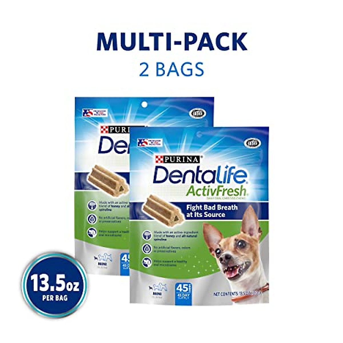 Purina DentaLife ActivFresh Daily Oral Care Mini Dog Chews - (2) 45 ct. Pouches