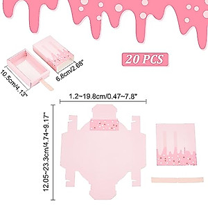 PH PandaHall Paper Ice Cream Shape Gift Boxes, 20 pcs 3.6x2 Inch Popsicle Mini Cartoon Candy Folding Paper Box Party Favor Candy Box for Halloween Birthday Wedding, Pink