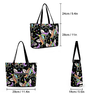 Womens Handbag Unicorns Leather Tote Bag Top Handle Satchel Bags For Lady
