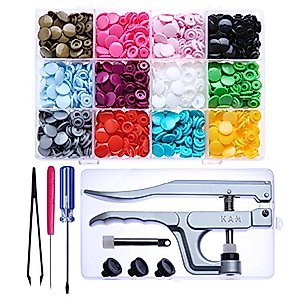 Original KAM Snaps Starter Fasteners Kit -360pcs KAMsnaps Size 20 + Snap Pliers for Crafts Clothing