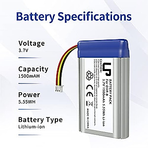 LP Replacement Battery for Infant Optics DXR-8 Baby Monitor Unit, 1-Pack 3.7V 1500mAh Lithium Ion Rechargeable Battery