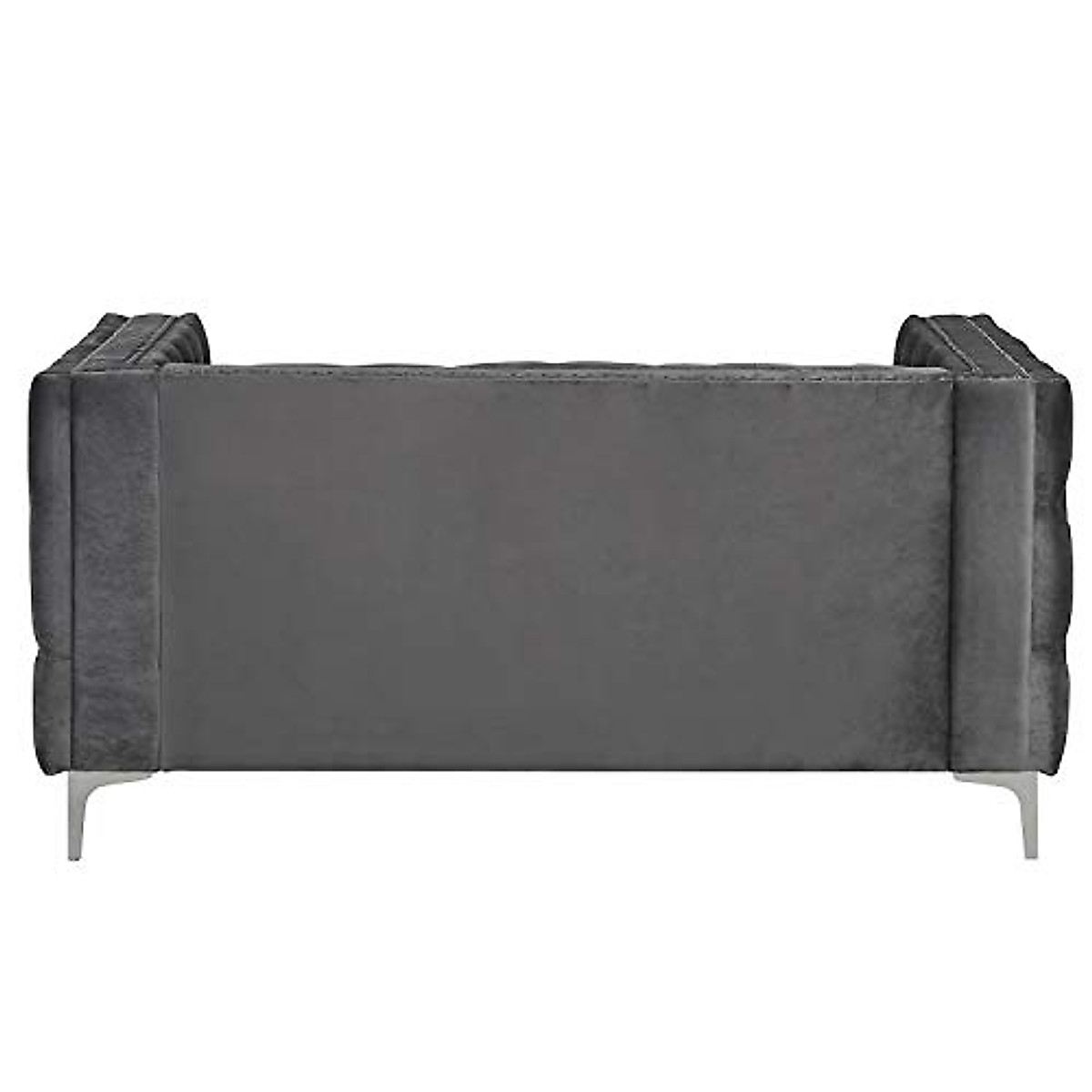 Morden Fort 61" Modern Loveseat for Living Room Furniture with Deep Dutch Velvet, Iron Legs - Grey