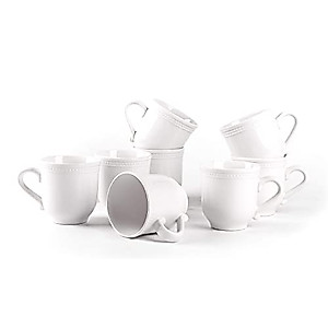 HomeVss, Pearl Dots Stoneware Dinnerware Set (56pc Set, White)