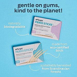 DrTung's Double-Sided Perio Sticks - Dental Sticks for Humans, Dental Floss Picks, Plaque Remover for Teeth, Dental Toothpicks, Dental Picks for Teeth Cleaning - Thin, 100 Count (Pack of 6)
