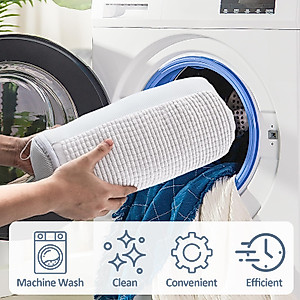 Shoe Washing Machine Bag, 360° Wrap-around Cleaning Laundry Bags with 2 Adjustable Shoe Trees, Reusable Wash Bag Lockable Zipper with Fluffy Fibers for Sneaker Gym Shoe