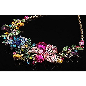 Orikycely Sunvy Noble Diamond Crystal Flower Chain Choker Collar Necklace Earrings Set