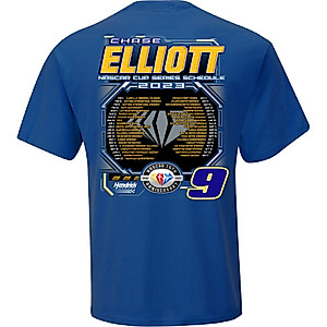Checkered Flag Sports Chase Elliott 2023 Cup Series Schedule T-Shirt Blue (as1, Alpha, l, Regular, Regular, Large)