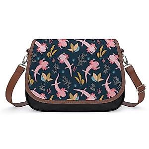 FunnyStar Axolotl Sea Weed Print Ladies Shoulder Bags Crossbody Messenger Bag Cute Handbag PU Leather
