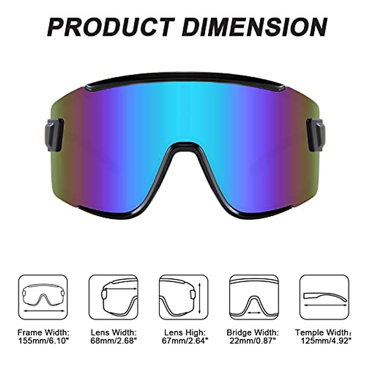 Karsaer Vision Big Shield Wraparound Sunglasses Rave for Men Women Neon Sun Visor Glasses Cycling Ski Shades 80s 90s